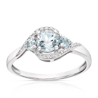 9ct White Gold Aquamarine And Diamond Ring H Samuel