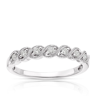 9ct White Gold 0.10ct Diamond Twist Eternity Ring | H.Samuel