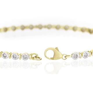 9ct Yellow Gold 1ct Diamond Illusion Tennis Bracelet | H.Samuel