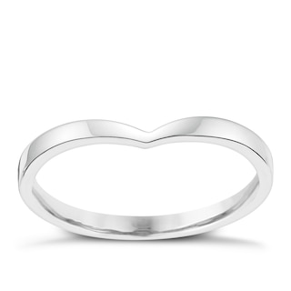 Ladies' 18ct White Gold Shaped Slim Wedding Ring | H.Samuel