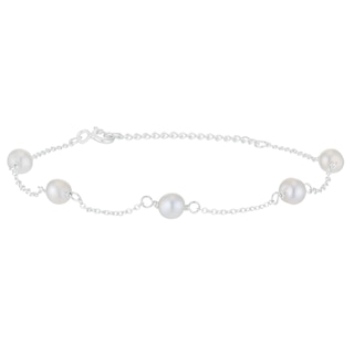 Sterling Silver Freshwater Pearl Station Bracelet | H.Samuel