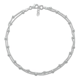 Sterling Silver Double Strand Chain & Ball Anklet | H.Samuel