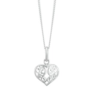Sterling Silver Filigree Heart Pendant | H.Samuel
