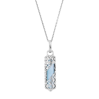 Angel Whisperer Blue Agate Stone Sterling Silver Necklace | H.Samuel