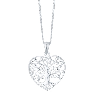 Sterling Silver Tree Design Heart Pendant | H.Samuel