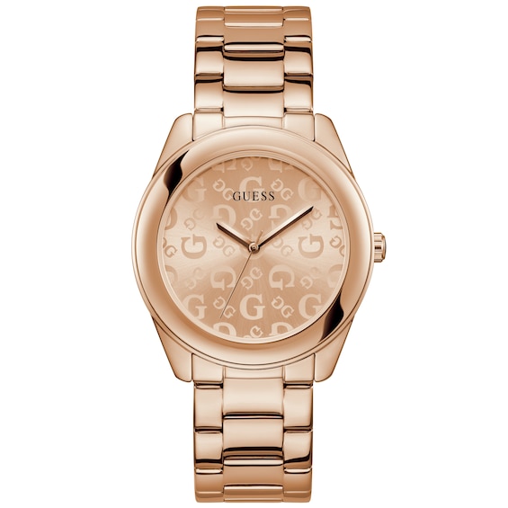 Guess Ladies' G Logo Dial Rose Gold Tone Bracelet Watch | H.Samuel