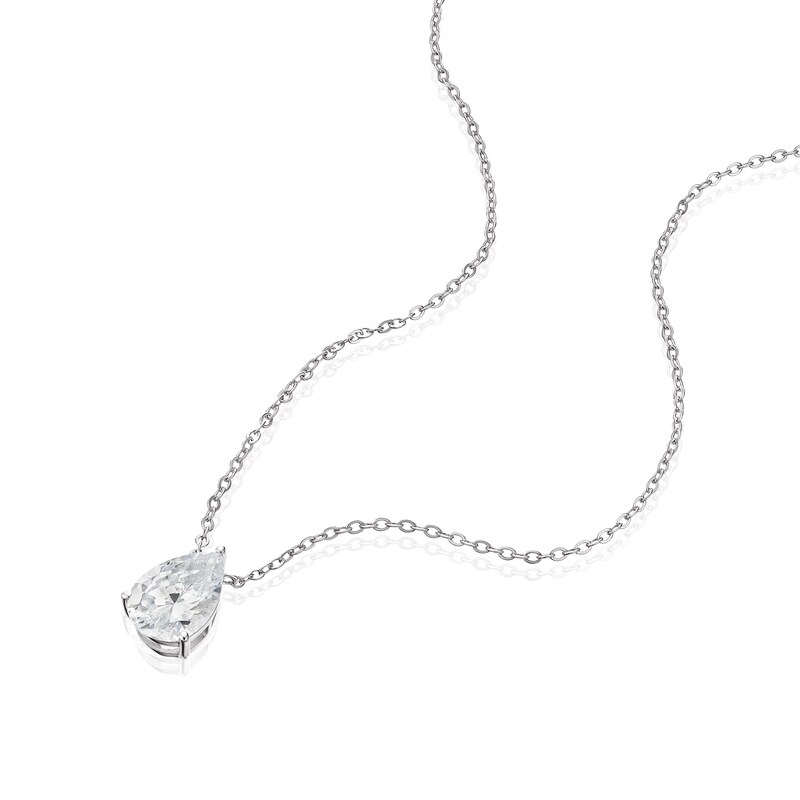 Sterling Silver Pear Shaped Cubic Zirconia Necklace Hsamuel