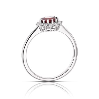 9ct White Gold Red Ruby 0.15ct Diamond Ring | H.Samuel