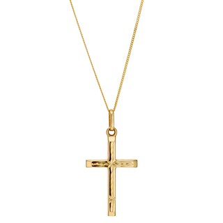 9ct Yellow Gold Detailed Cross Pendant | H.Samuel