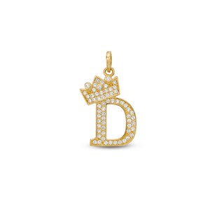 9ct Yellow Gold & Cubic Zirconia Crown Initial D Charm | H.Samuel