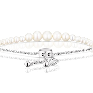 Sterling Silver Pearl Chain Bolo Bracelet | H.Samuel