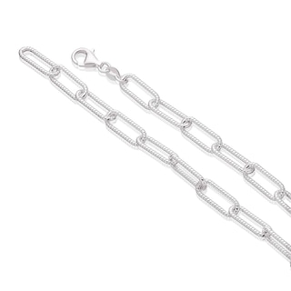 Sterling Silver Textured Paper Link Chain Necklace | H.Samuel