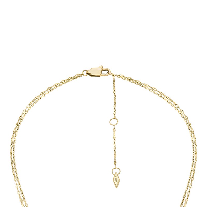Fossil Sadie Tokens Of Affection Gold Tone Steel Necklace H Samuel