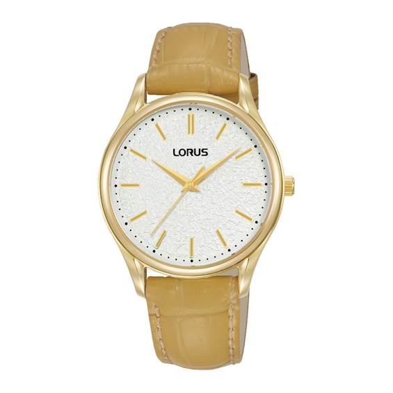 Lorus Ladies' 32mm White Dial Tan Leather Strap Watch | H.Samuel