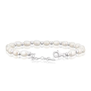 Sterling Silver Beaded Cultured Freshwater Pearl Bracelet | H.Samuel