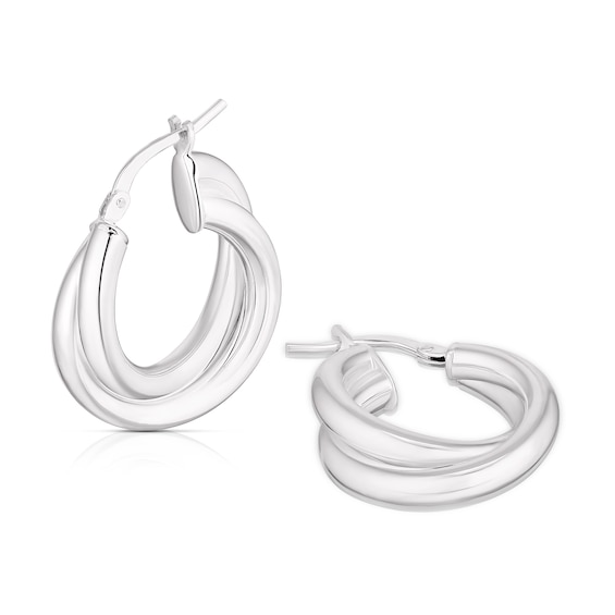 Sterling Silver Double 2.7mm Hoop Earrings | H.Samuel