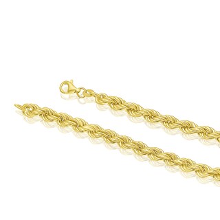 Sterling Silver & 18ct Gold Plated Vermeil 80 Gauge 18 Inch Rope Chain ...