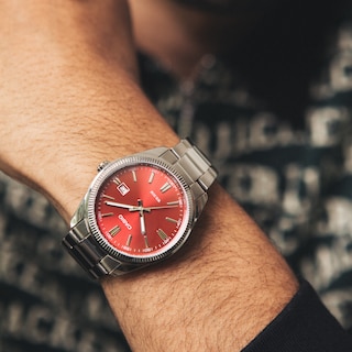 Casio Collection MTP-1302PD-4AVEF Red Dial Stainless Steel Bracelet ...