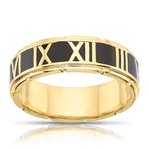 Men's Sterling Silver & 18ct Gold Plated Vermeil Roman Numeral Ring | H ...
