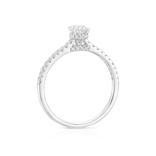 9ct White Gold 0.50ct Diamond Solitaire Stone Set Shoulders Ring | H.Samuel