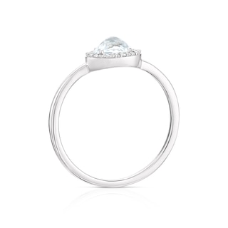 Sterling Silver Oval Aquamarine & Diamond Halo Ring | H.Samuel