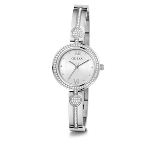 Guess Ladies' Silver Tone Stone Set Half Bangle Watch | H.Samuel
