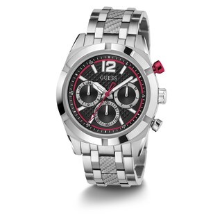 Guess Men's Red Accents Stainless Steel Bracelet Watch | H.Samuel