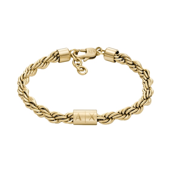 Armani Exchange Men's Gold Tone Stainless Steel Chain Bracelet | H.Samuel