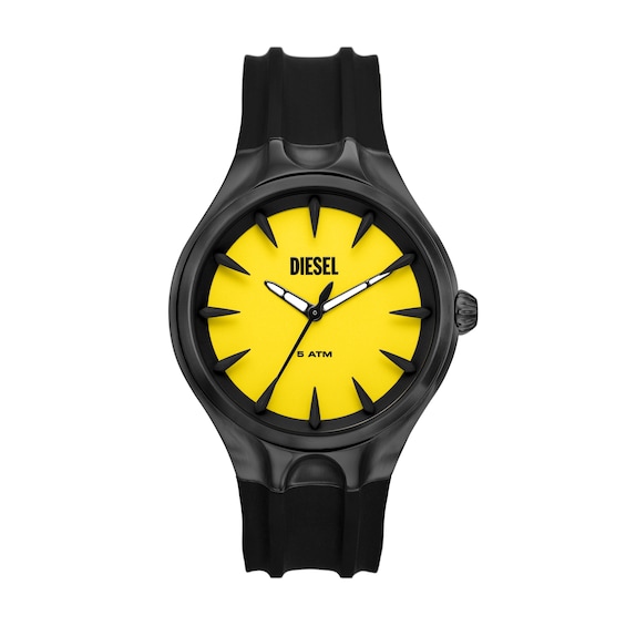 Diesel Streamline Men's Yellow Dial Silicone Strap Watch | H.Samuel