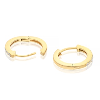 Sterling Silver & 18ct Yellow Gold Plated Vermeil CZ 11mm Huggie Hoop ...