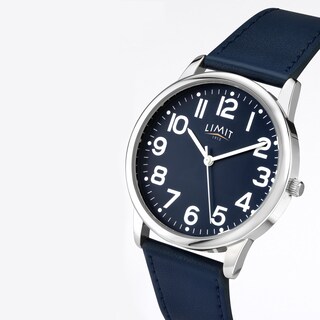 Limit Men's Silver Tone & Navy Blue Strap Watch | H.Samuel