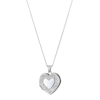 Sterling Silver Crystal Heart Locket | H.Samuel
